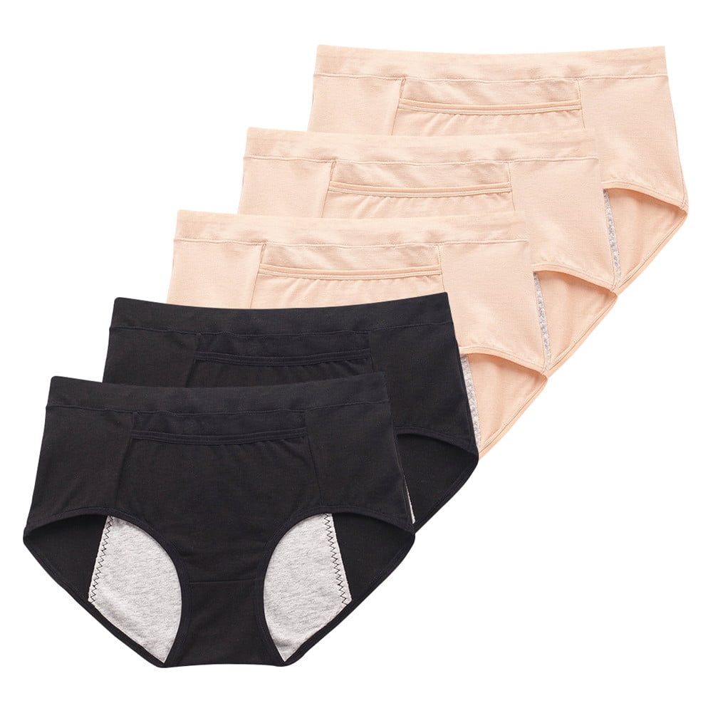 5 Pack Period Underwear for Women Medium Waist Cotton Leakproof ...