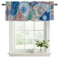 Abstract Art 2 Panels Kitchen Valance, Orange Blue Geometric Flower ...