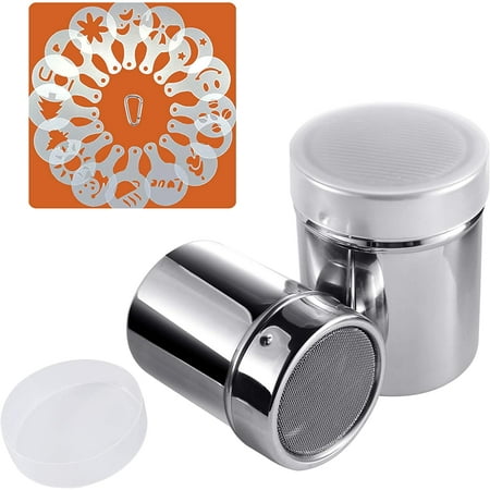 2 Sizes 304 Stainless Steel Powder Sugar Shaker with Lid, Mesh Shaker ...