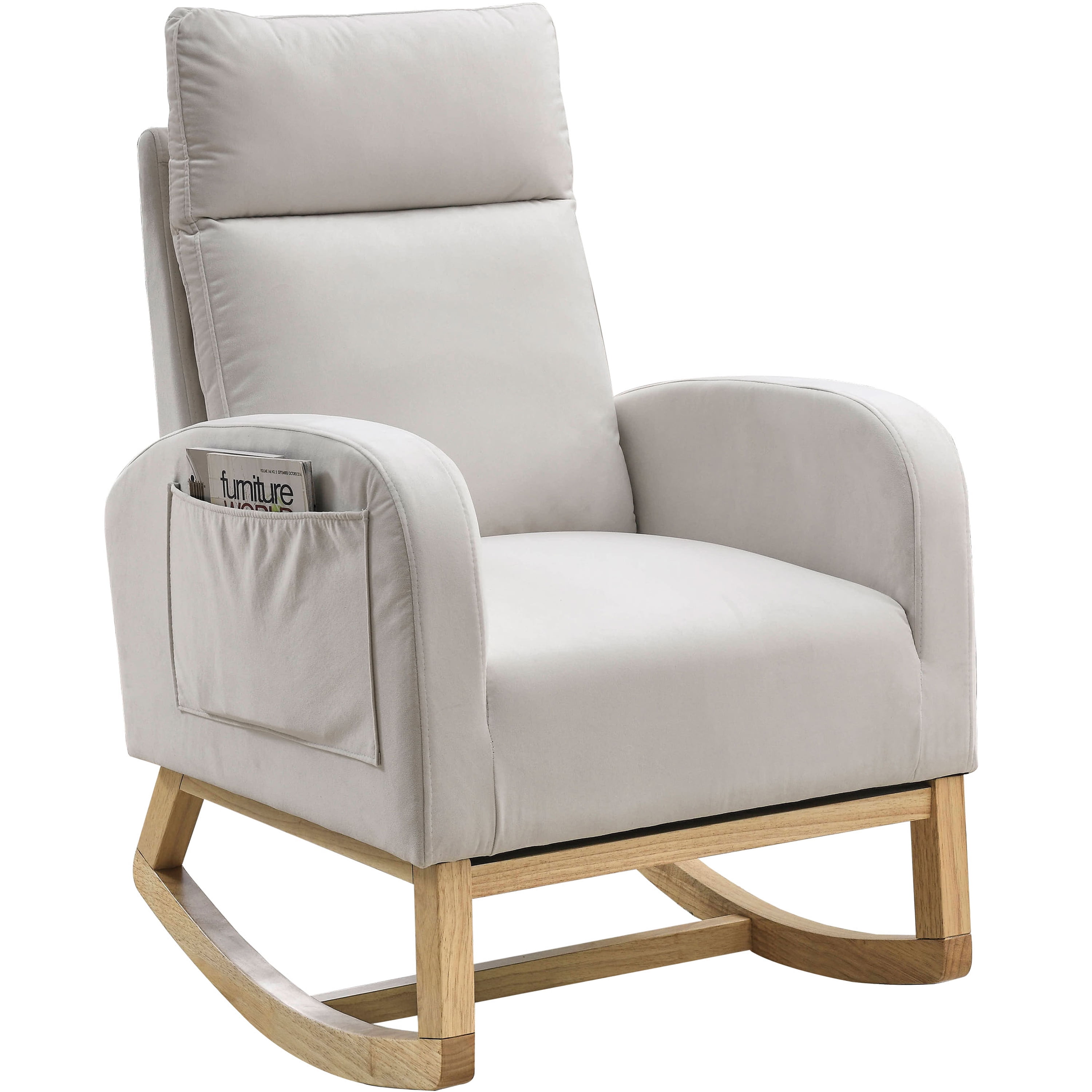 SYNGAR Rocking Chair, Fabric Upholstered Rocking Chair for Nursery ...