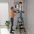 Laijoy 2-In-1 Hand Truck & Ladder, Foldable 3-Step Ladder w/ Non-slip ...
