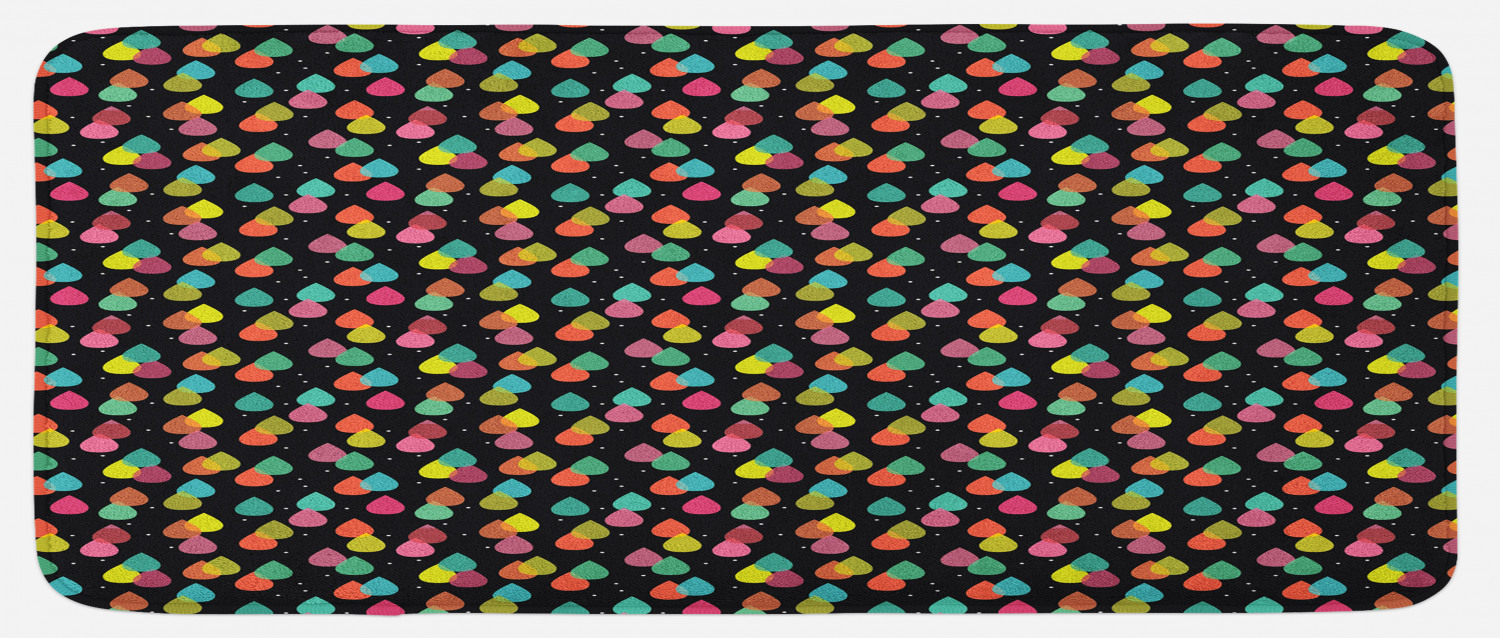 Colorful Kitchen Mat, Abstract Pattern with Raindrops in Lively Colors ...