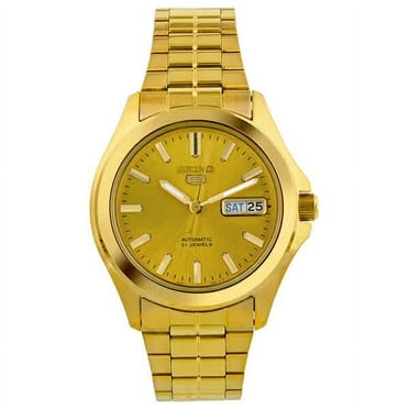 Seiko 5 Automatic Gold Dial Yellow Gold-tone Men's Watch SNKK38J1 ...