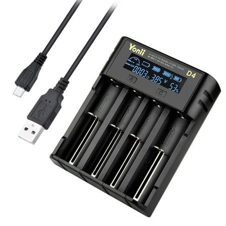 Battery charger, suitable for 18650 22650 batteries, universal 4-slot ...