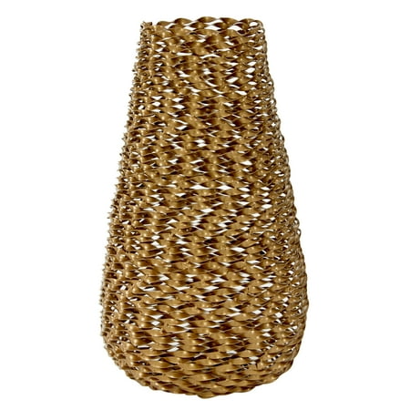 Decmode Modern Style Extra Large, Round, Twisted Gold Metal Vase, 9” x ...