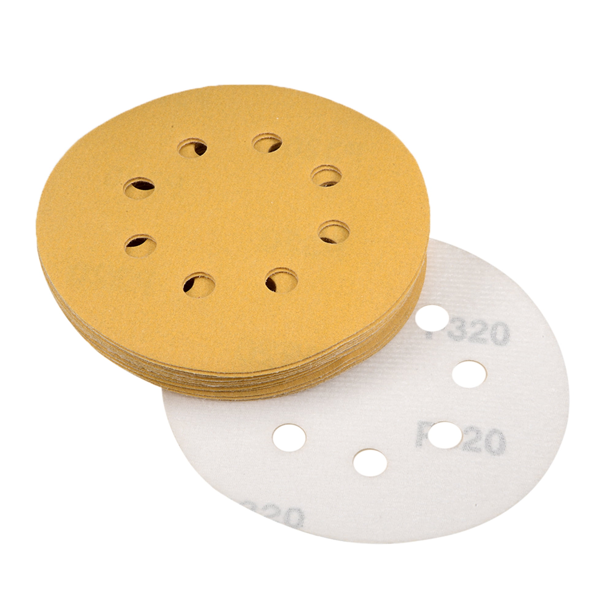 5-inch Sanding Discs, 320-Grits 8-Holes Hook and Loop Wet Dry Sandpaper ...