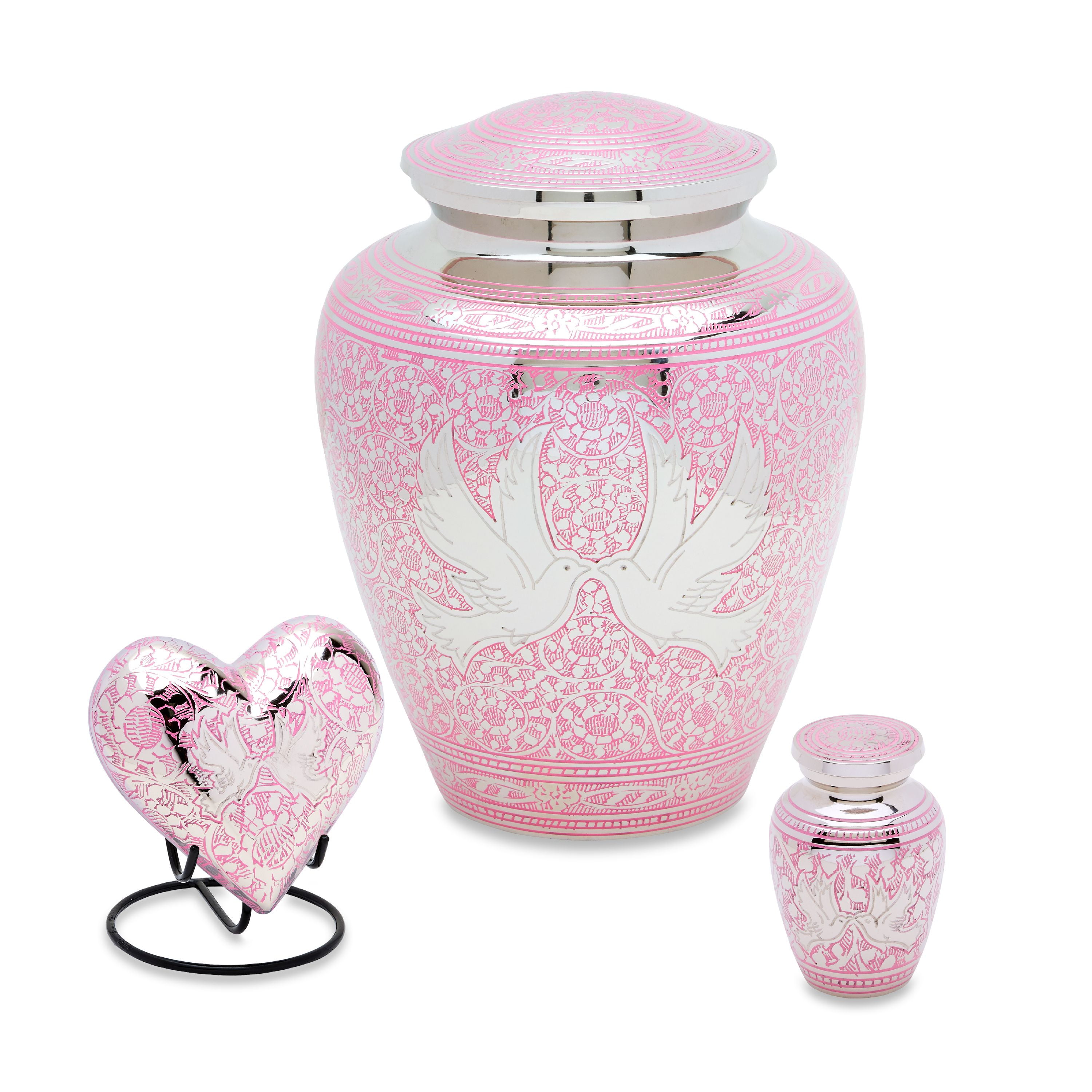 Urnsdirect2u Pink Loving Dove Urn Set, capacity 226 cubic inches ...
