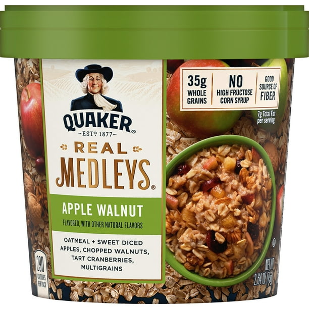 Quaker, Real Medleys Oatmeal, Apple & Walnut, 2.64 oz - Walmart.com