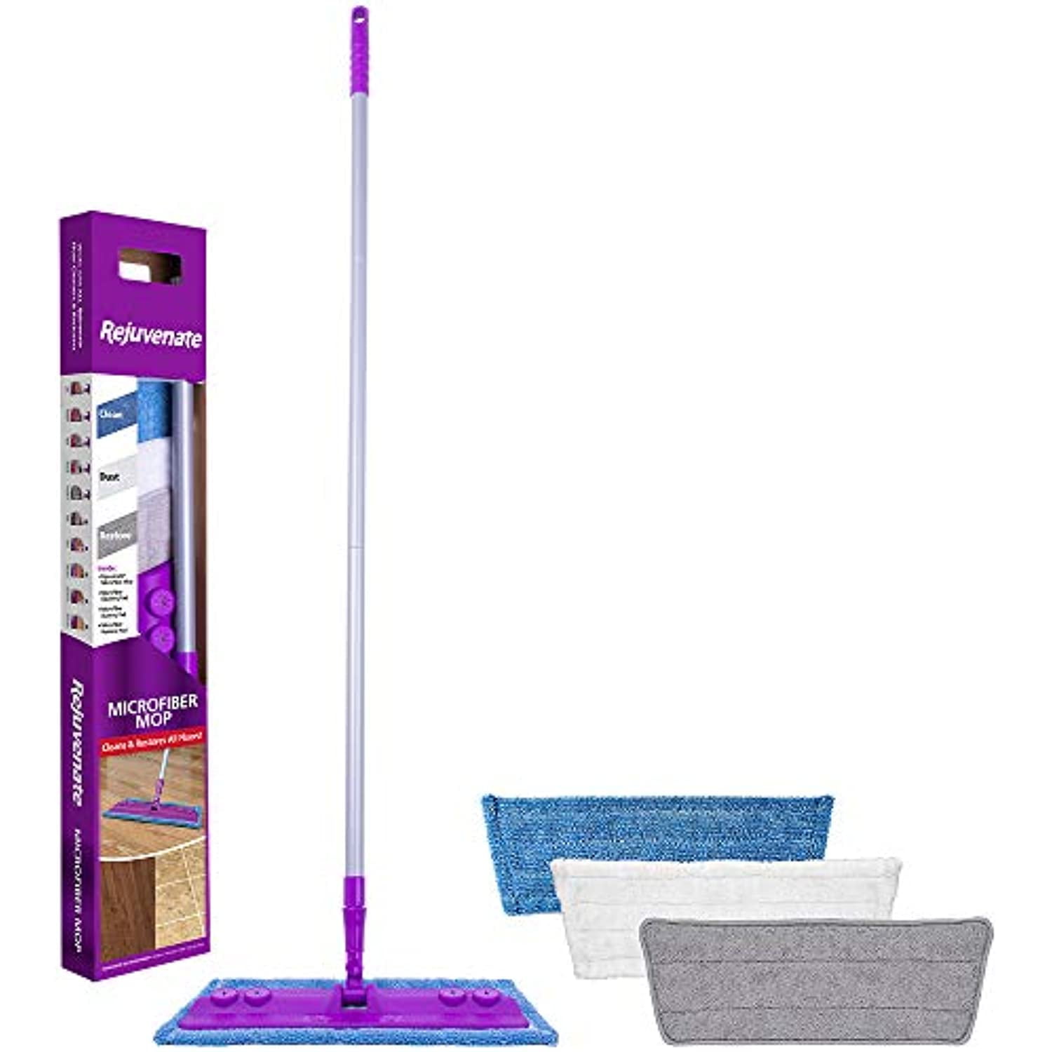 Rejuvenate Microfiber Mop With 3 Reusable Microfiber Pads - Walmart.com