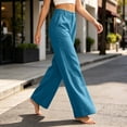 Aezemi Women Button High Waisted Work Pants, Wide Leg Lightweight ...