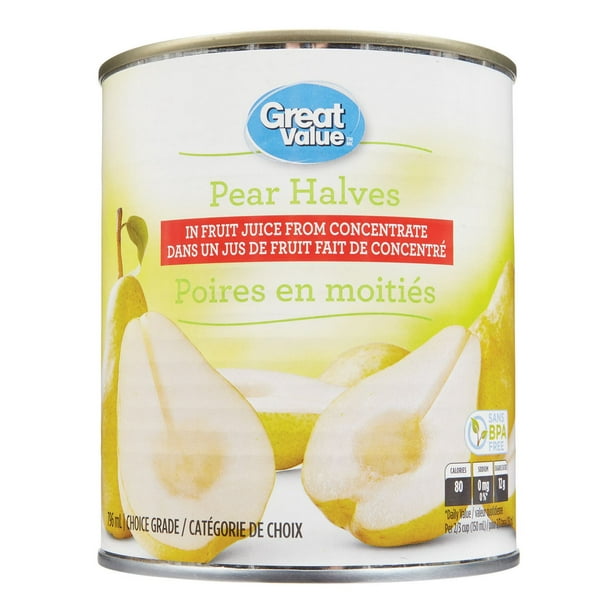 Great Value Pear Halves, 796 mL - Walmart.ca