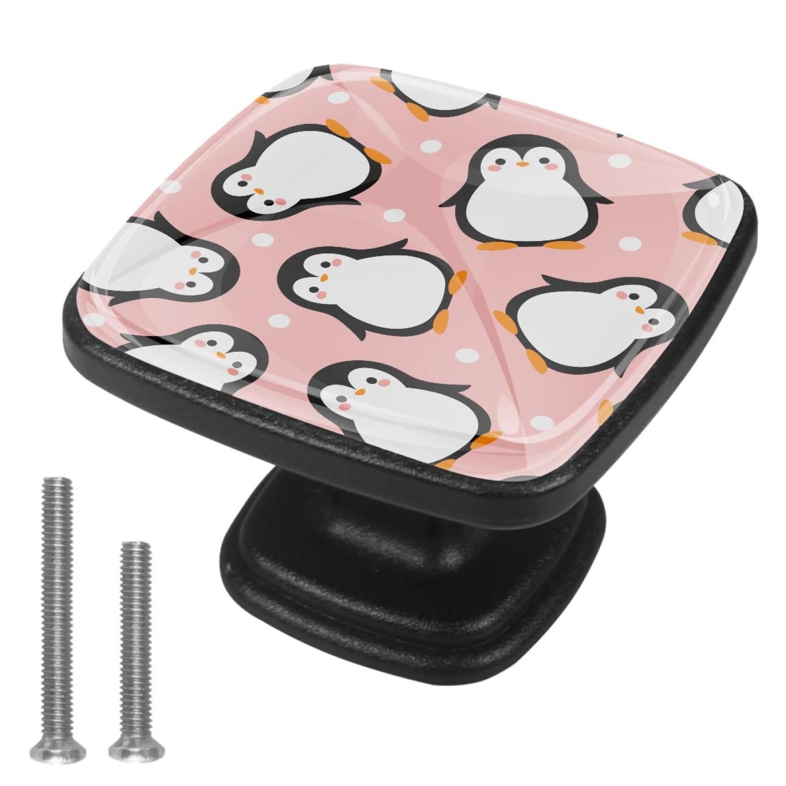 4 Pcs Cabinet Handle Drawer Pulls Penguin Knobs with Screws Square ...