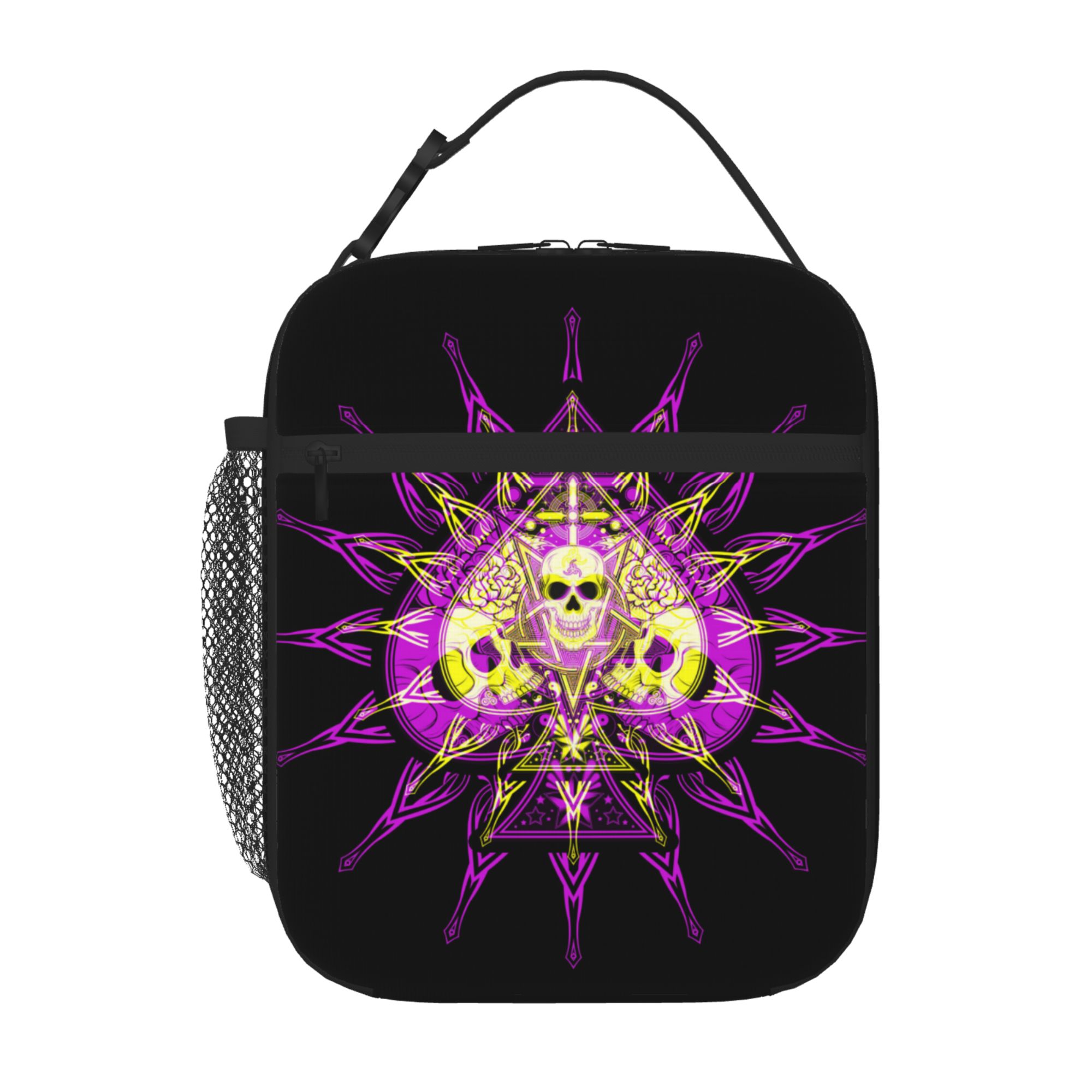 TEQUAN Portable Lunch Bag, Spades Poker Death Skeleton Purple Pattern ...
