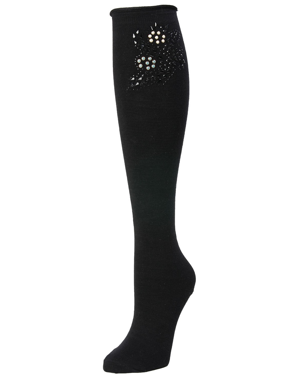 MeMoi Pearl Bedazzled Cotton Blend Knee High Socks - Mens - Male ...