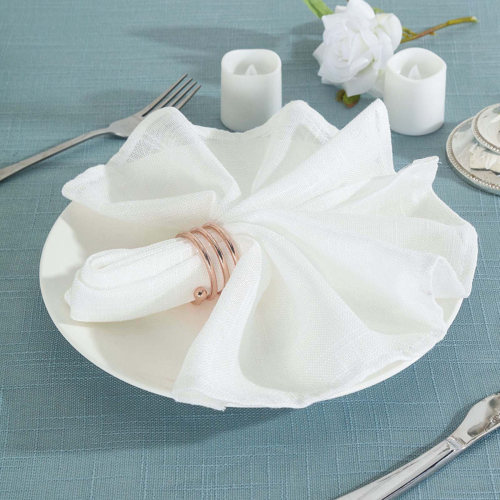Efavormart 5 Pack WHITE 20"x20" Premium Faux Linen Napkins Slubby ...