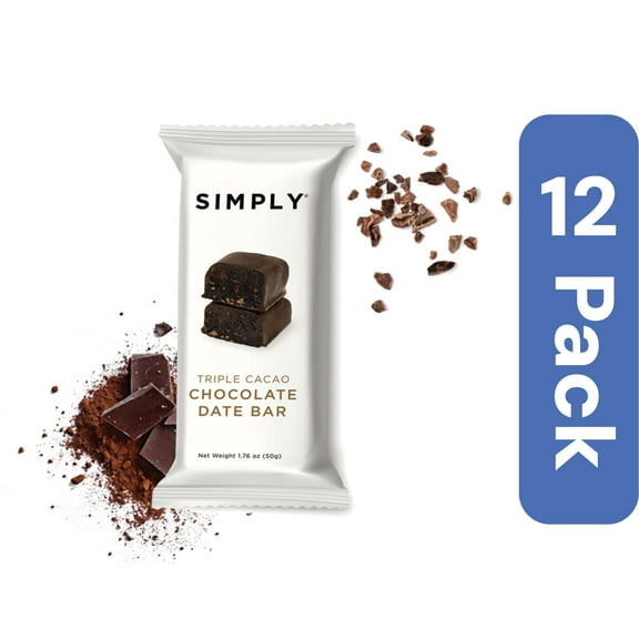 Simply Bar Chocolate Date Triple Cacao 1.76 oz (Pack Of 12) - Walmart.com