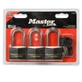 Master Lock 1-9/16" W Brass 4-Pin Cylinder Covered Padlock 3 pk Keyed ...