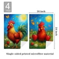 A painting of a rooster standing in a field of strawberriesquick dry ...