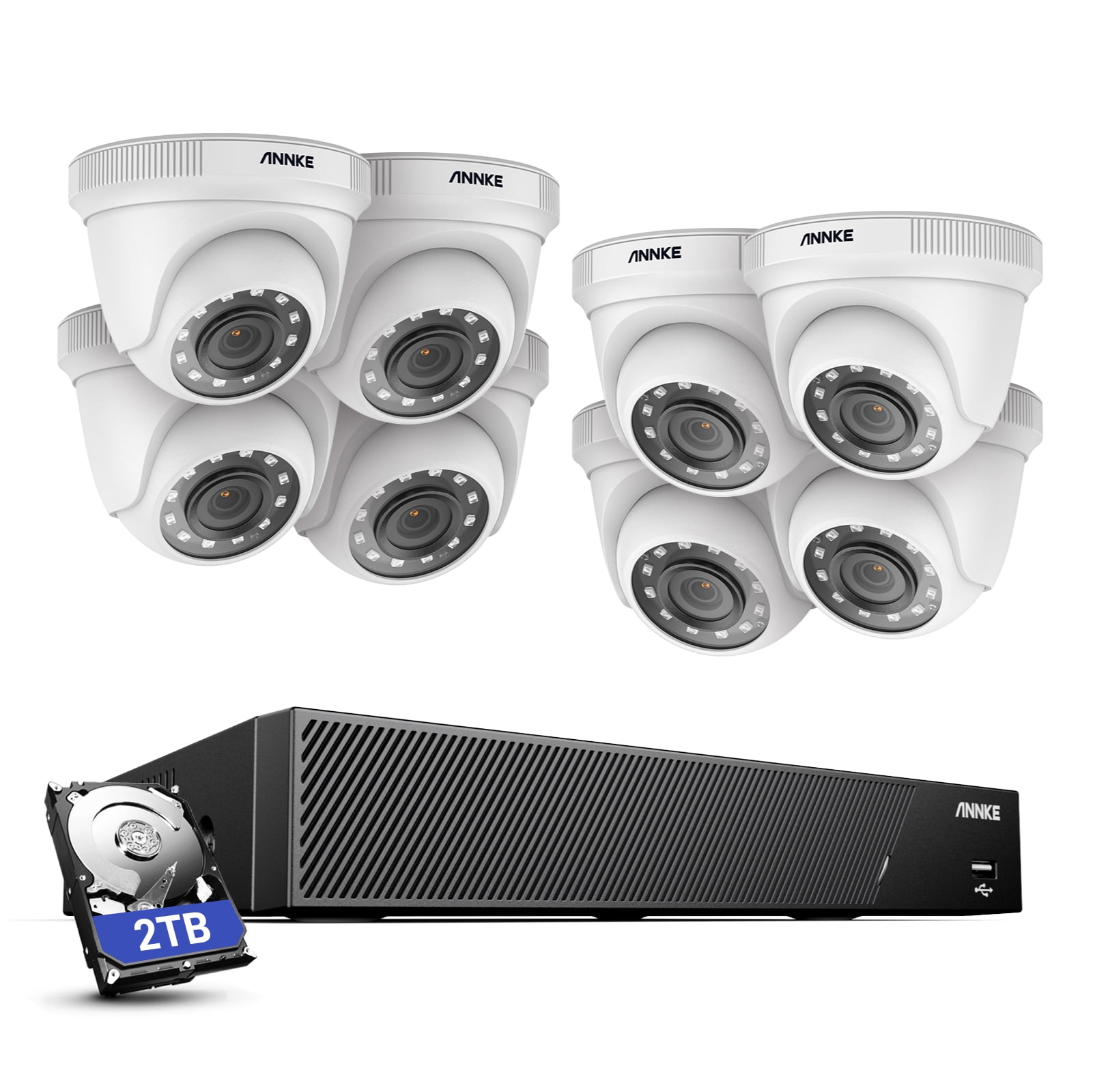 ANNKE 8CH 2MP 1080P Outdoor Indoor Home Security Camera System,6-in-1 ...