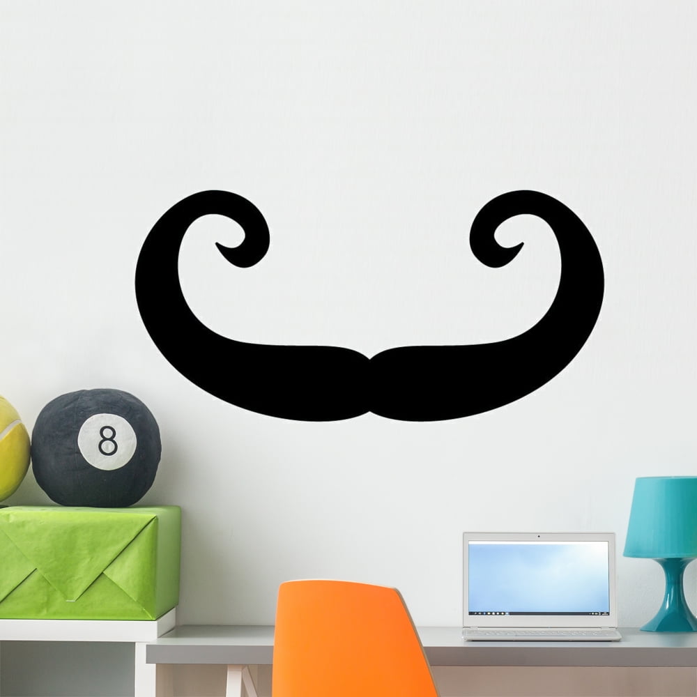High Curl Silly Mustache Wall Decal Sticker, Wallmonkeys Peel & Stick ...