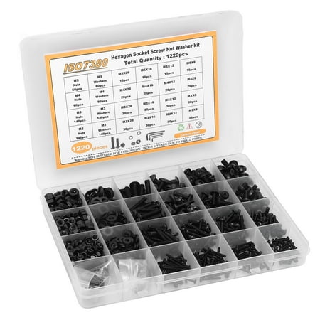 Screw Nut Washer Kit, Clear Deep Thread Screws Nuts Washers 1220 Pcs ...