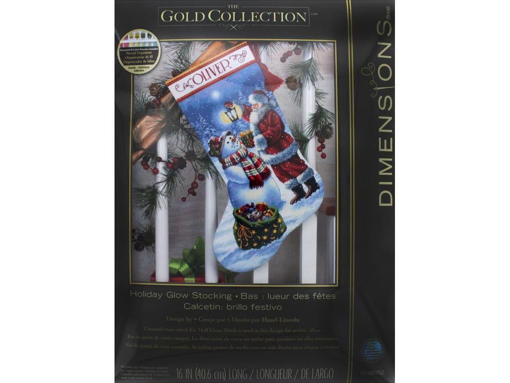 Dimensions The Gold Collection 16" Holiday Glow Stocking Cross Stitch ...