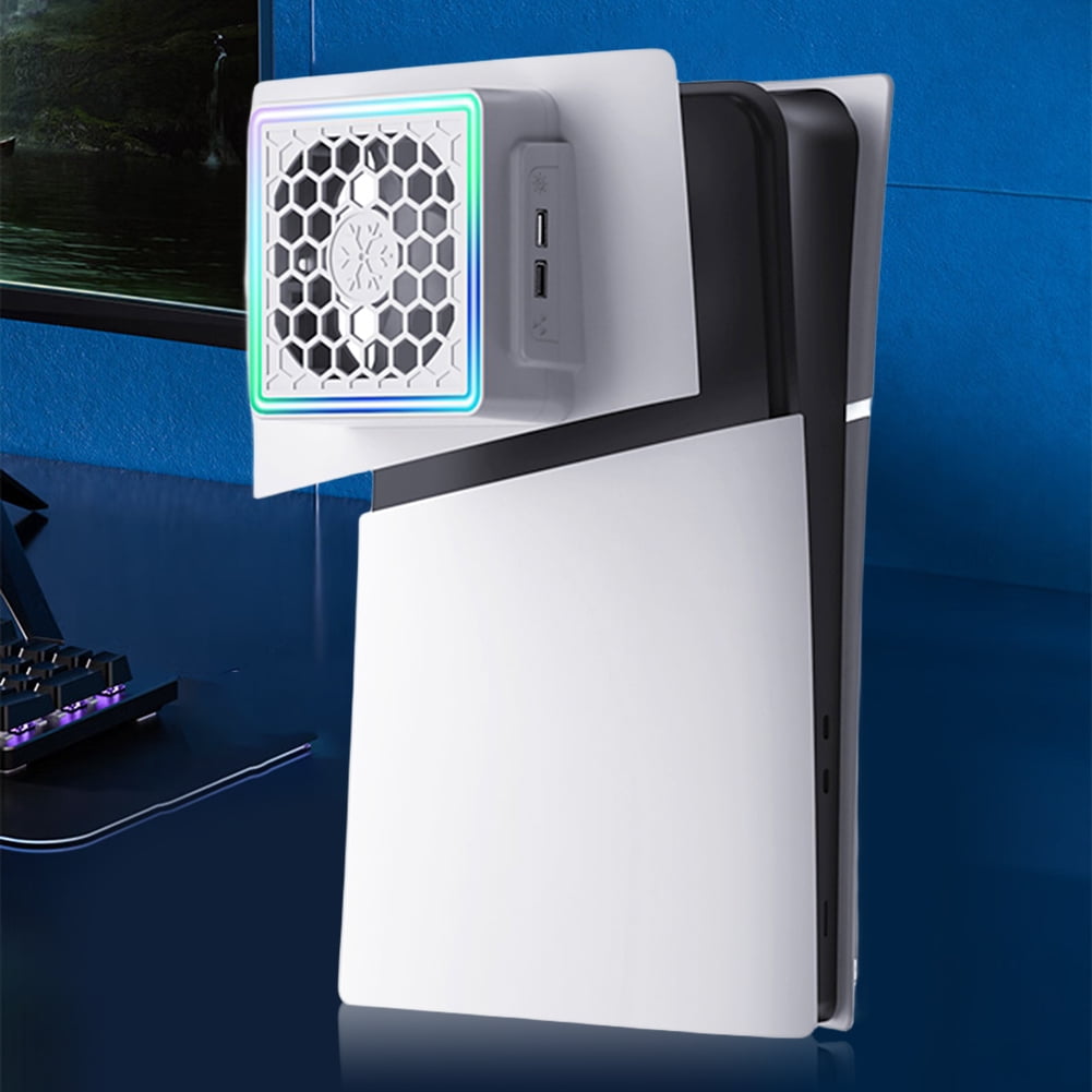 Console Cooler Fan with LED Light 5V 2.4A Side Mounted Cooling Fan Game ...