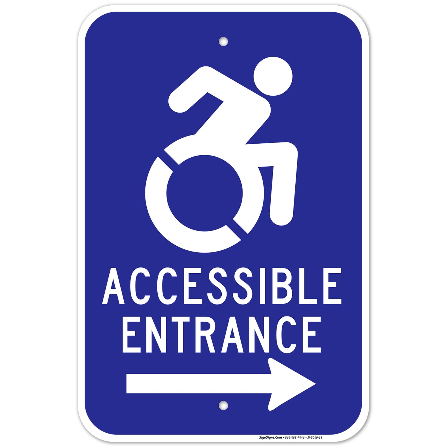 New York Handicap Parking Sign, Accessible Entrance Right With Arrow ...