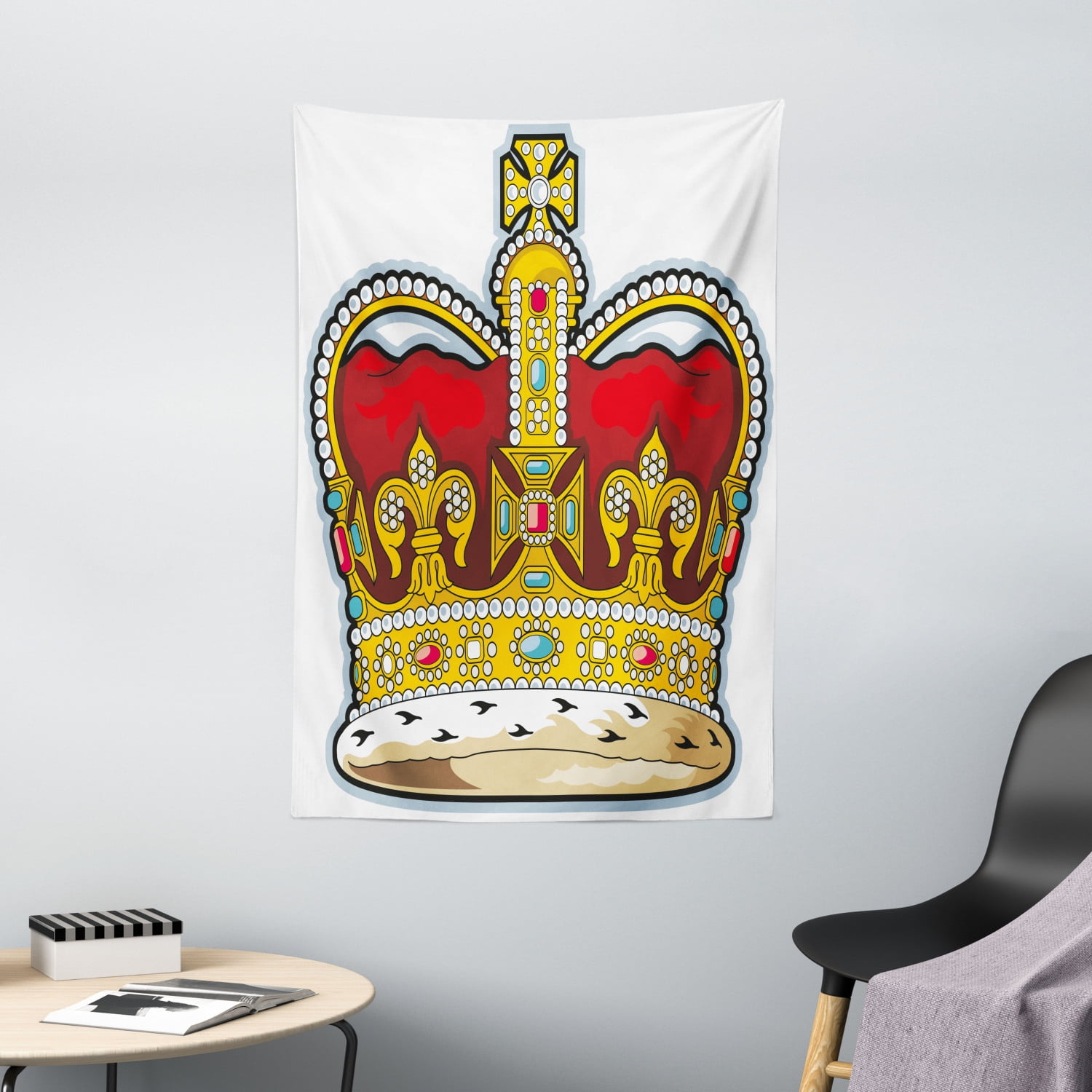 Heraldry Tapestry, Medieval British Crown with Middle Age Embellish ...