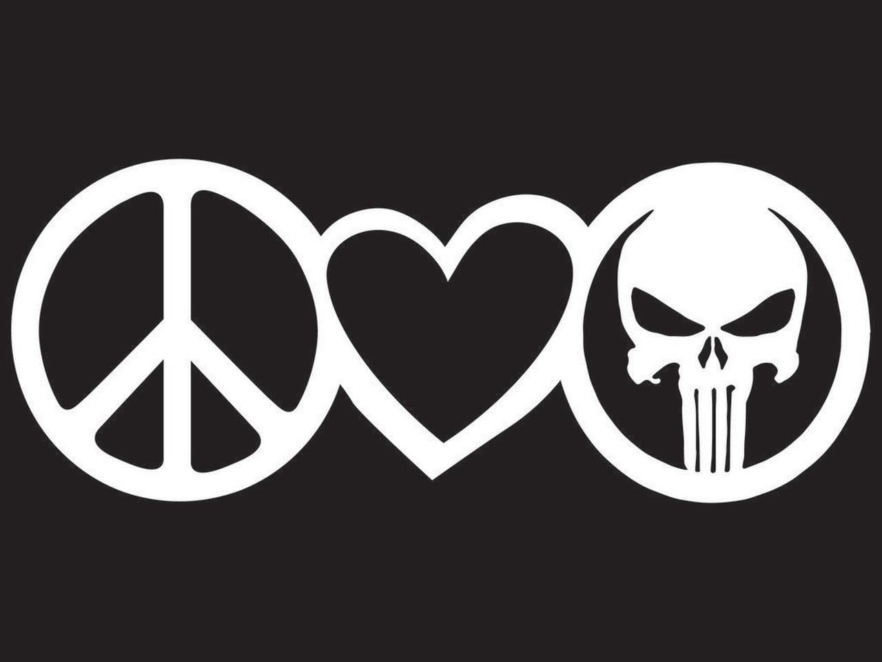 Peace Love Punisher Skull Vinyl Decal Sticker | Cars Trucks Vans Walls ...