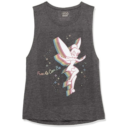 Disney Tinkerbell Free As Can Be Women's Muscle Tank, Charcoal, Medium ...