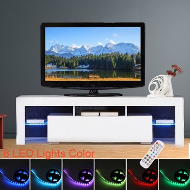 BaytoCare Modern TV Stand Media Console LED Lights, Media TV Console ...