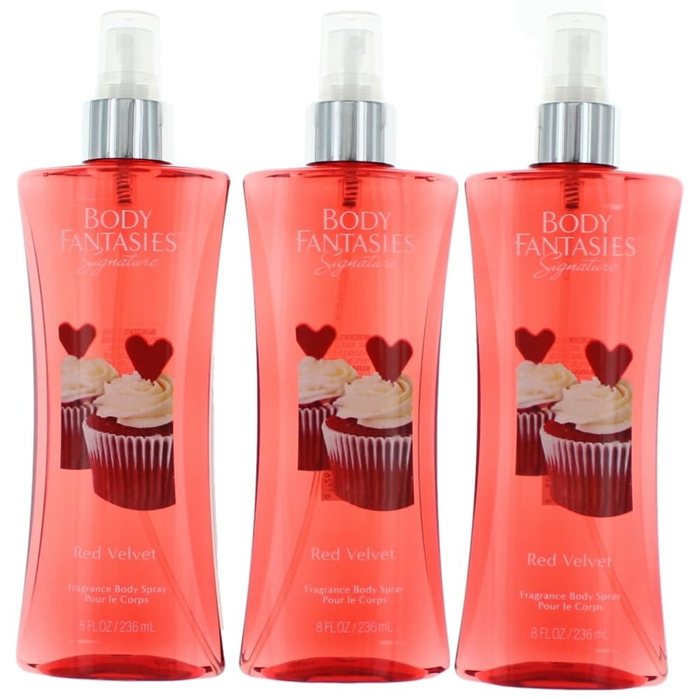 Red Velvet by Body Fantasies, 3 Pack 8 oz Fragrance Body Spray women ...