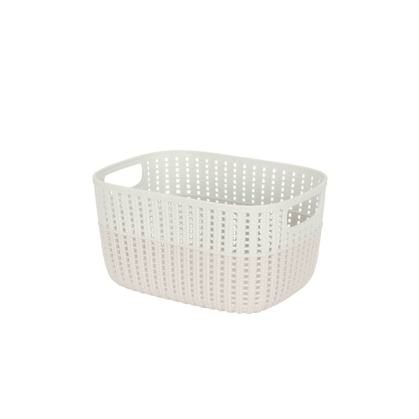 Simplify 2-Tone Decorative Medium Storage Basket in Ivory - Walmart.com ...