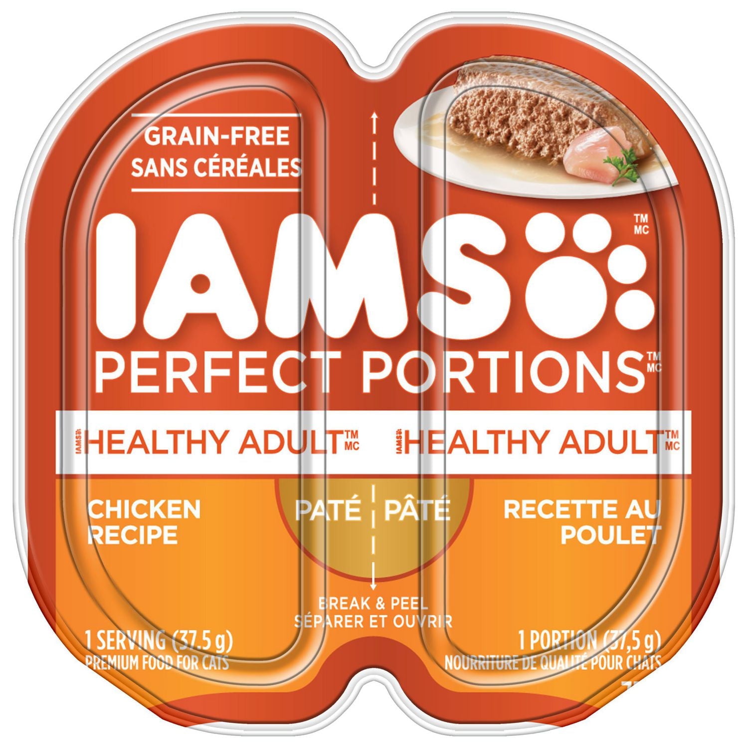 Iams Perfect Portions Grain Free Chicken Paté Healthy Adult Wet Cat ...