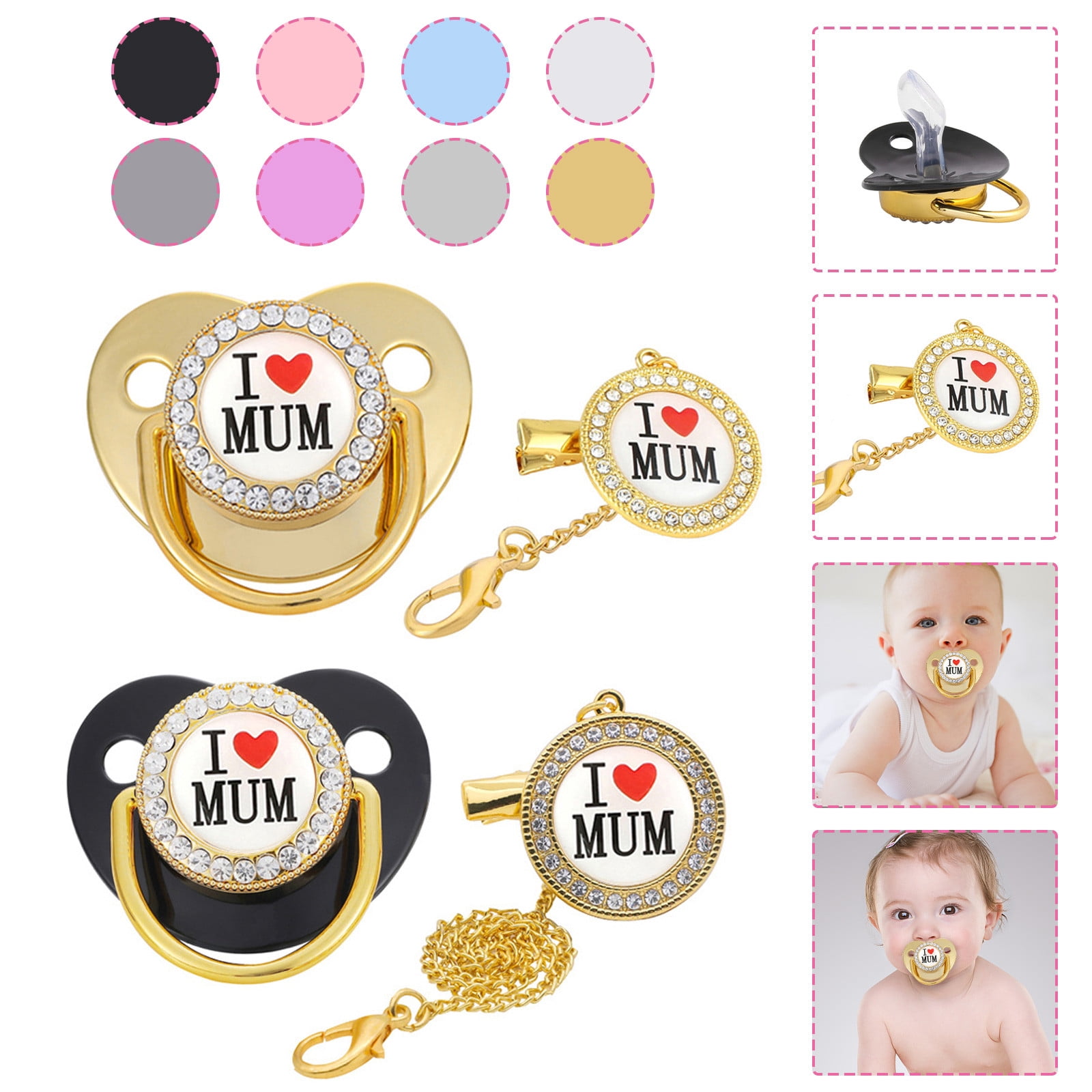 QIPOPIQ Clearance Baby Pacifier Initial Clip Silicone Infant Nipple ...