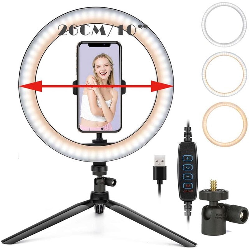 26CM RGB Fill Photography Lighting Phone Ringlight Tripod Stand Photo ...