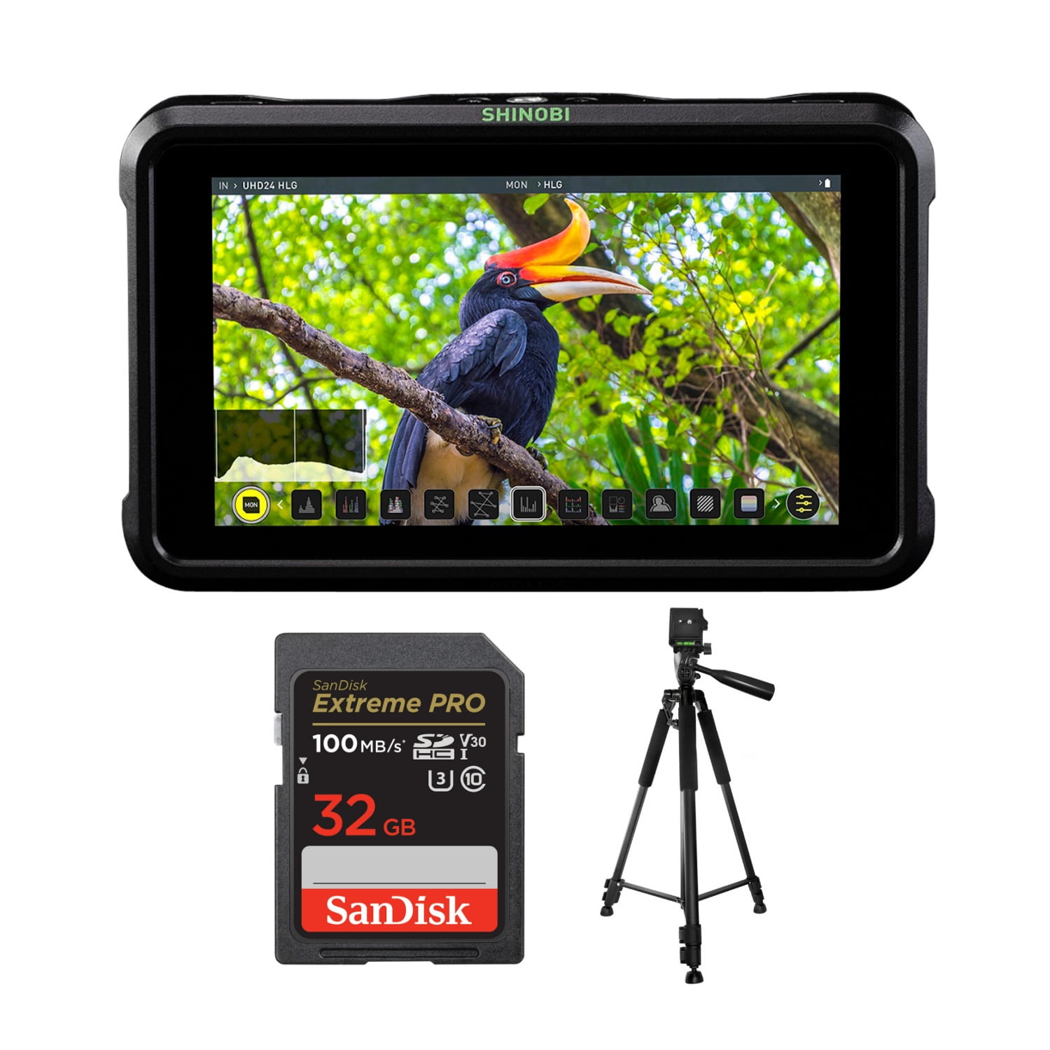 Atomos Shinobi 5-Inch HDMI 4K Monitor with 60-Inch Tripod and 32GB ...