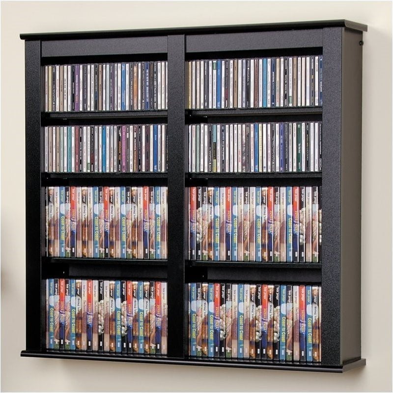 Hawthorne Collections Double Floating Media Wall Storage in Black ...