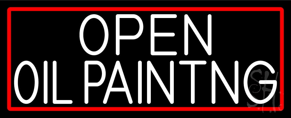 White Open Oil Painting With Red Border LED Neon sign 13 x 32 - inches ...