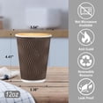 150 Pack 12 oz Disposable Insulated Corrugated Ripple Wall Paper Coffee ...