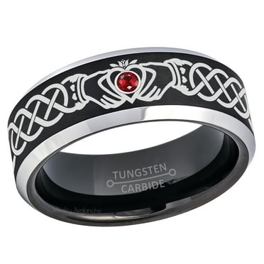 Personalized Tungsten Wedding Band - 0.07ct Solitaire Ruby Ring - 8mm ...