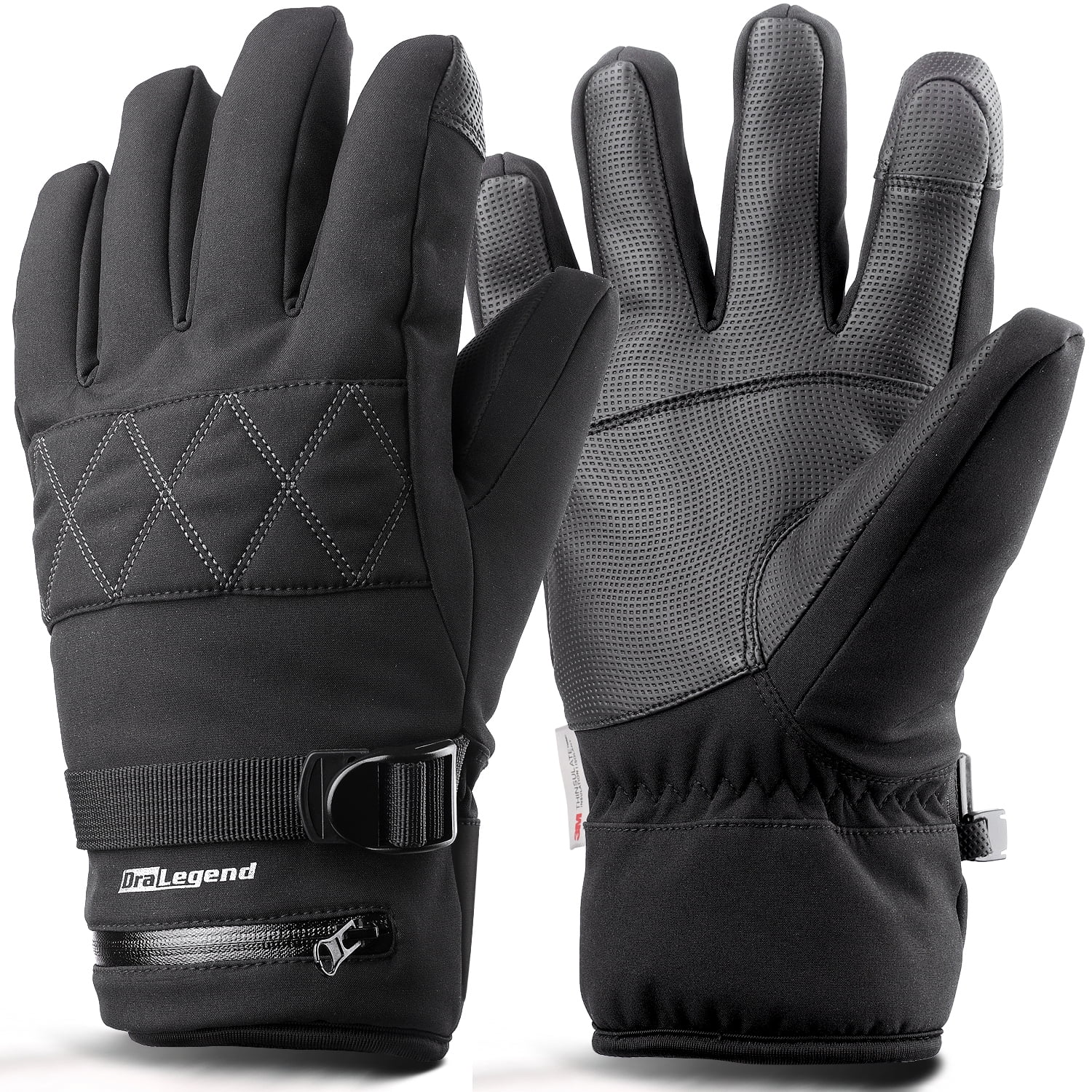Ski Gloves -Waterproof 3M Thinsulate Work & Snow Gloves for Snow ...