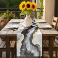 Black Gold Marble Texture Table Runner 70 Inch Long Abstract Modern ...