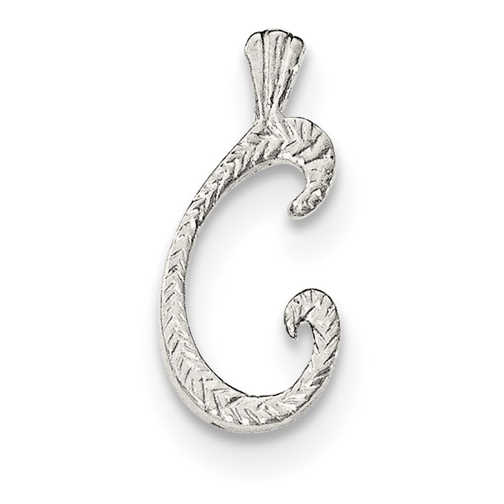 Sterling Silver Polished & Textured Letter C Chain Slide - Walmart.com ...