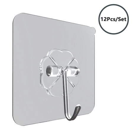 12Pcs Adhesive Hooks Heavy Duty 22Lb Wall Hooks Sticky Hangers with ...
