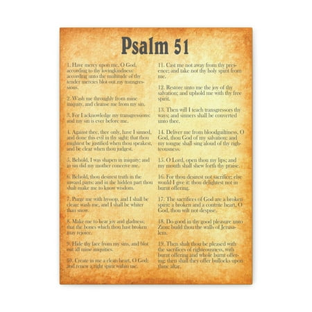 Scripture Walls Psalm 51 Chapter Gold Bible Canvas Christian Wall Art Ready to Hang Unframed ...
