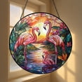 Flamingos at Sunset Stained Glass Suncatcher – Tropical Window Decor ...