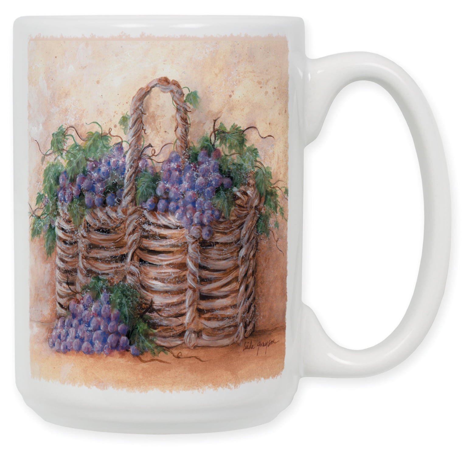 15 Ounce Ceramic Coffee Mug - Grape Basket - Walmart.com