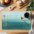 Abstract Ocean Cotton Linen Placemats Set of 1, Teal Gradient Oil ...